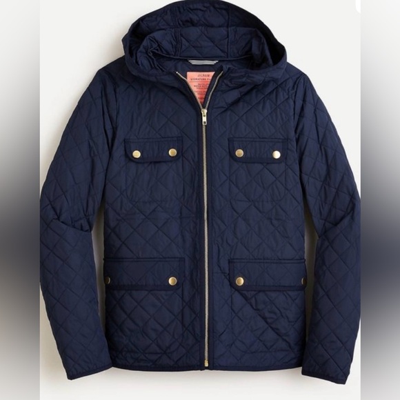 J. Crew | Jackets & Coats | J Crew Navy Quilted Field Jacket With ...